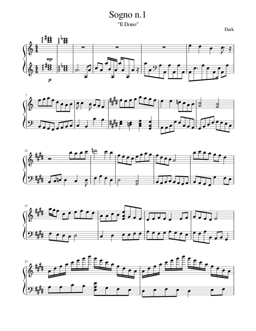 Sogno n.1 Sheet music for Piano (Solo) | Musescore.com