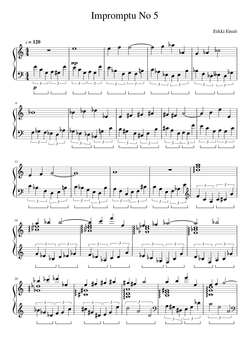 Impromptu No 5 Sheet music for Piano (Solo) Easy | Musescore.com