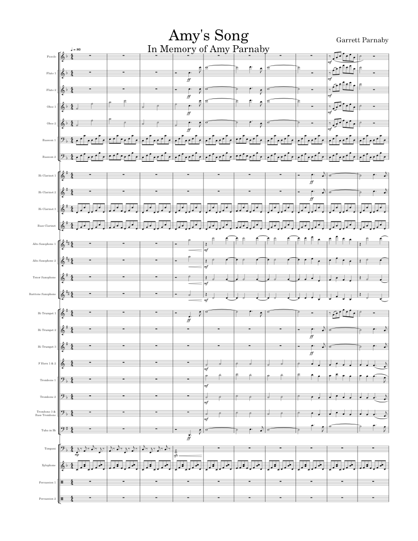 Amy's Song Sheet music for Trombone, Tuba, Flute, Oboe & more ...
