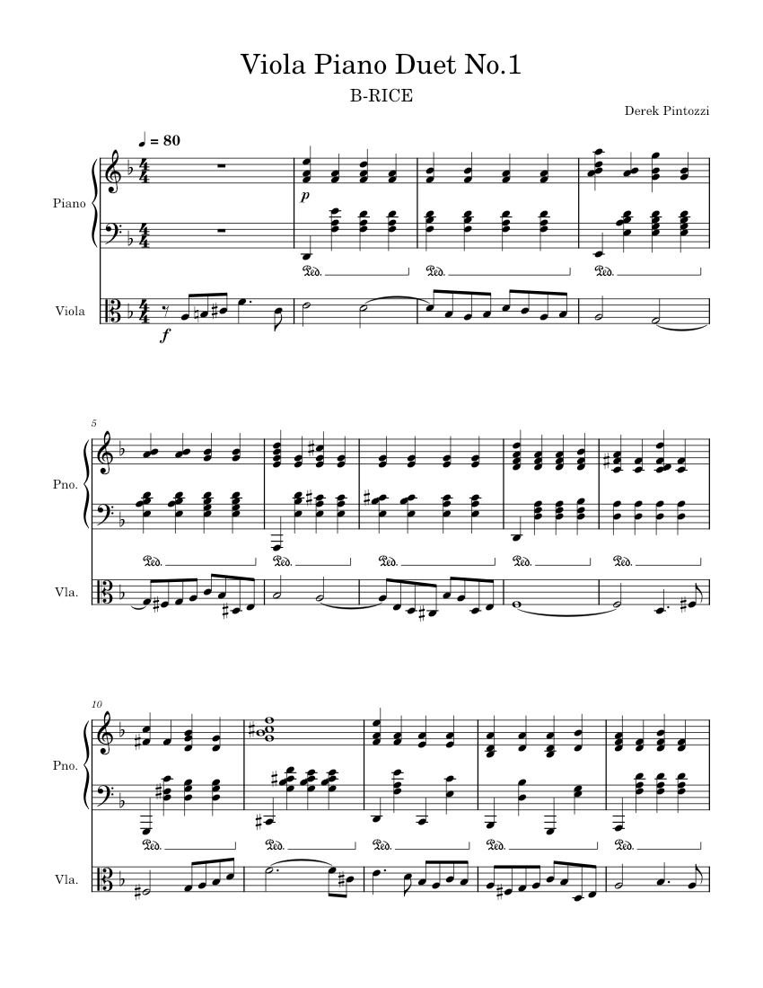 Piano + Viola Duet No.1 Sheet Music for Piano, Viola (Mixed Duet ...