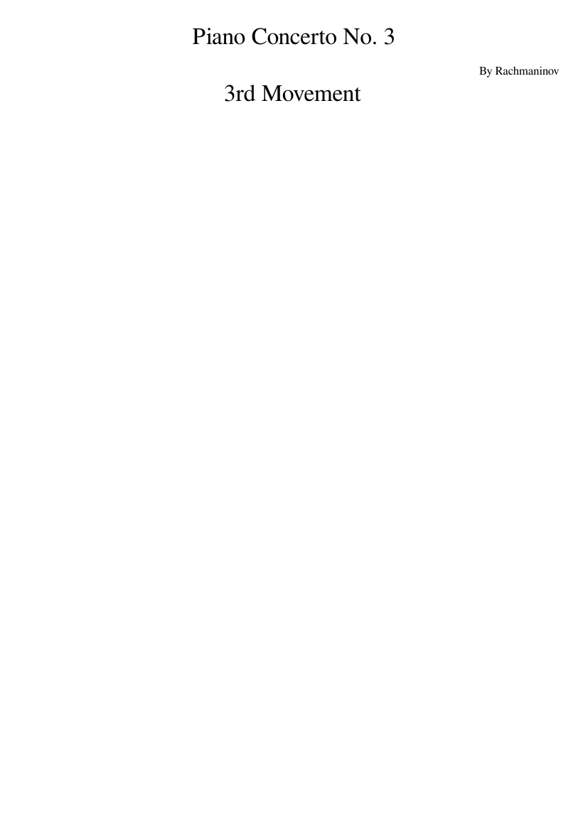 Piano Concerto No.3, Op.30 – Sergei Rachmaninoff Sheet music for Piano, Trombone, Tuba, Flute ...