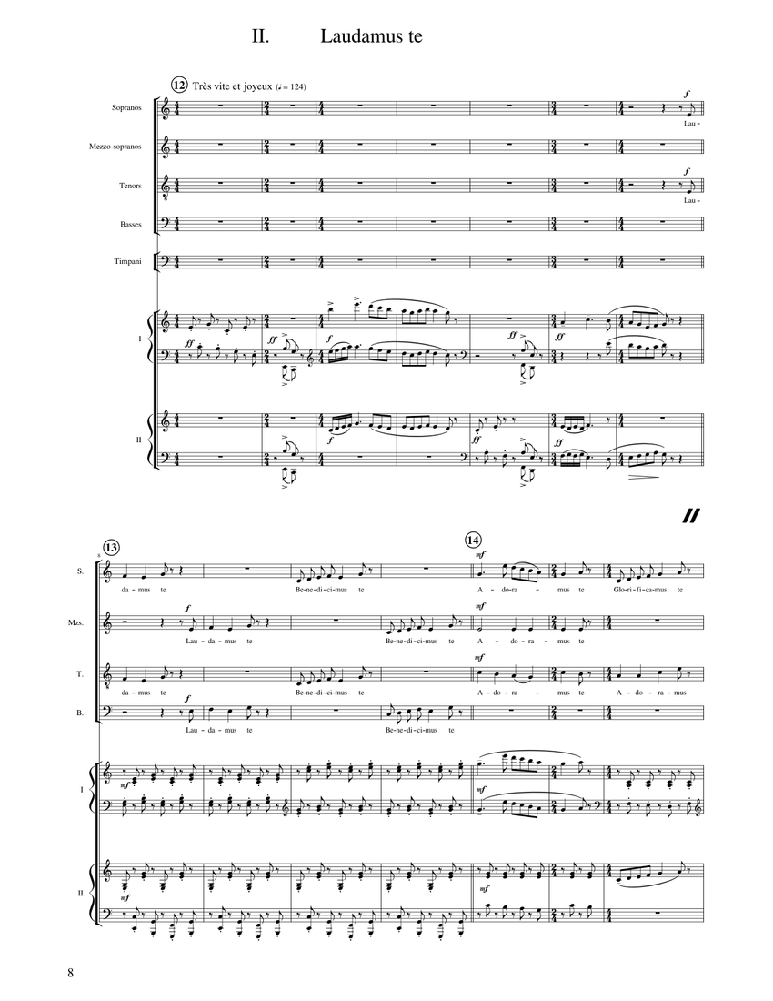 Poulenc: Gloria, II. Laudamus te Sheet music for Piano, Soprano, Tenor ...