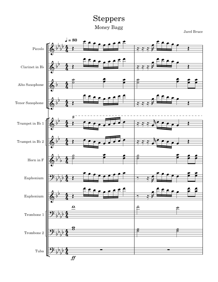 Steppers – Moneybagg yo Sheet music for Trombone, Tuba, Oboe, Saxophone ...