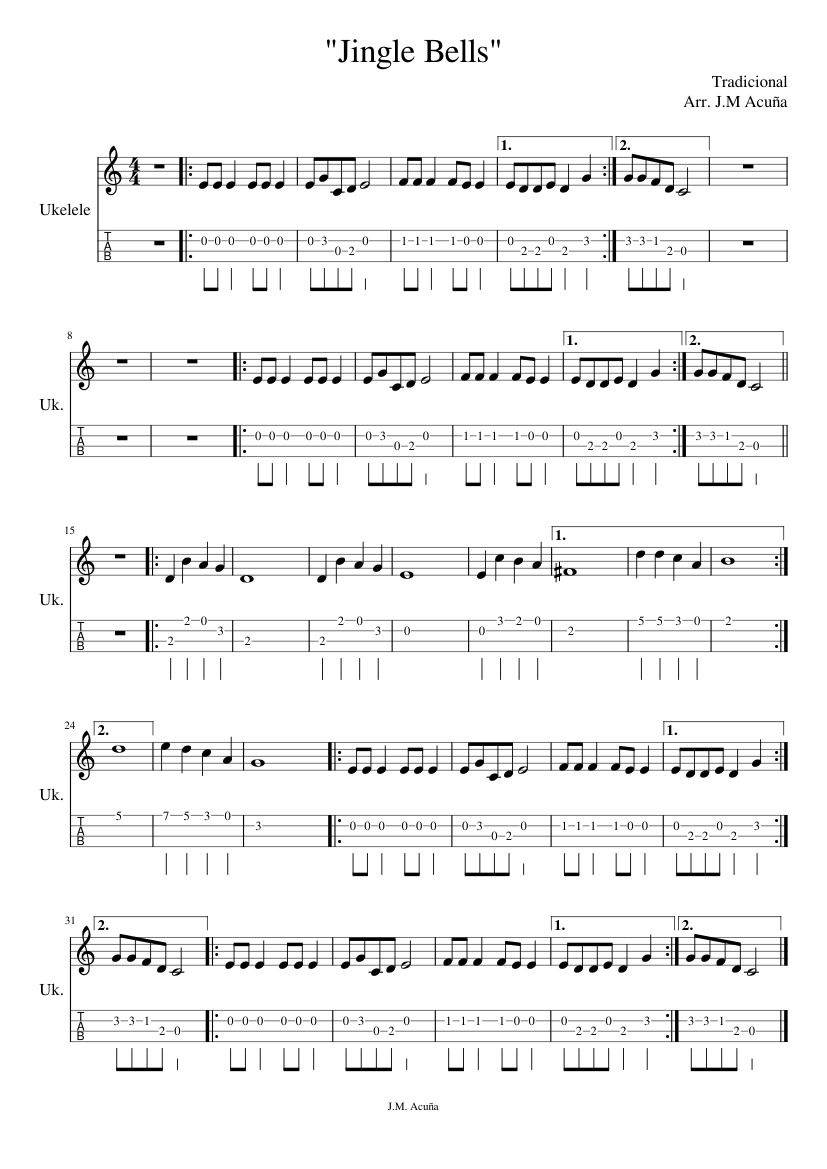"Jingle Bells" - Ukulele Sheet music for Ukulele (Solo) | Musescore.com