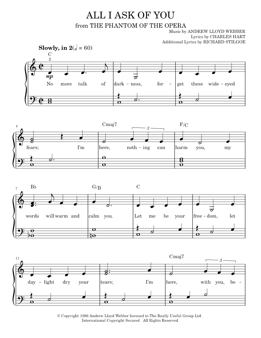 Play Official version of The phantom of the opera sheet music by Andrew ...