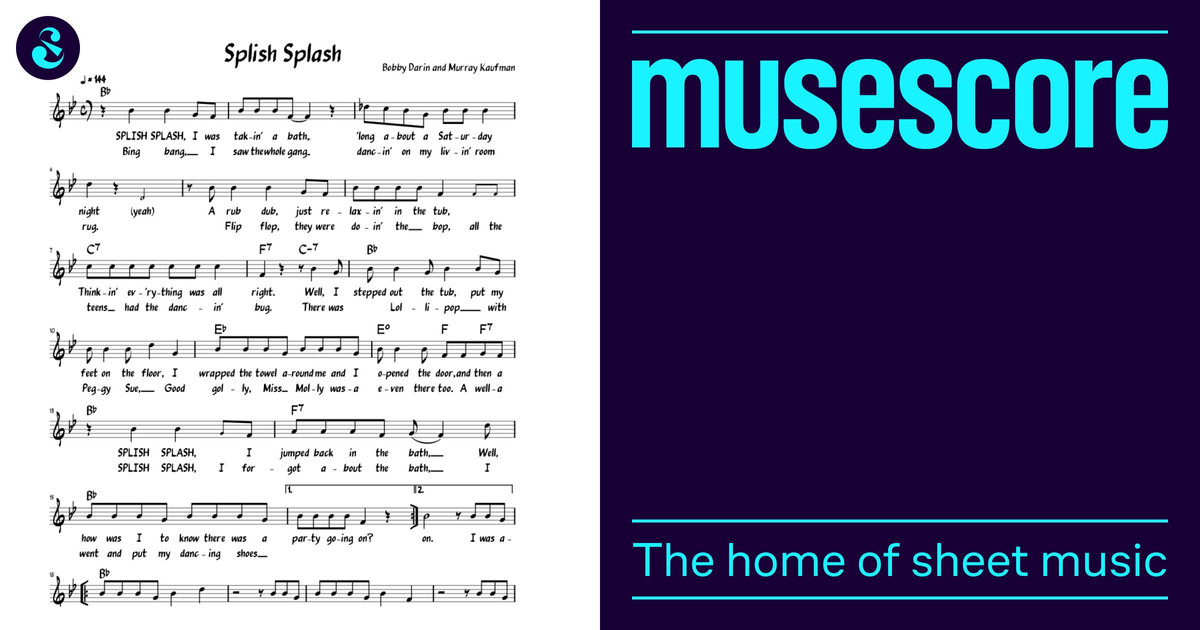 Splish Splash (Lead sheet with lyrics ) Sheet music for Piano (Solo ...