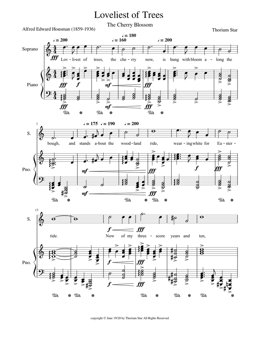 Loveliest of Trees, Words by A. E. Housman (1859-1936), Music © by ...