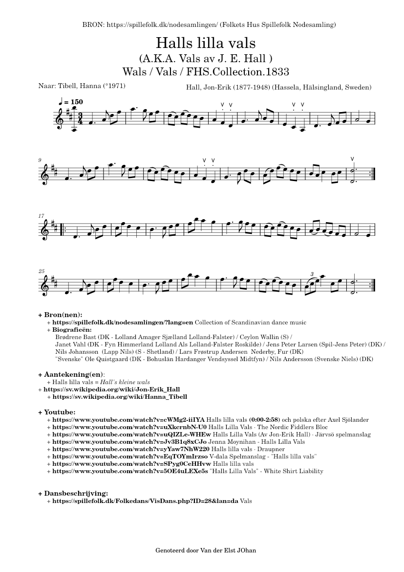 Halls lilla vals (A.K.A. Vals av J. E. Hall) (FHS.Collection.1833 ...