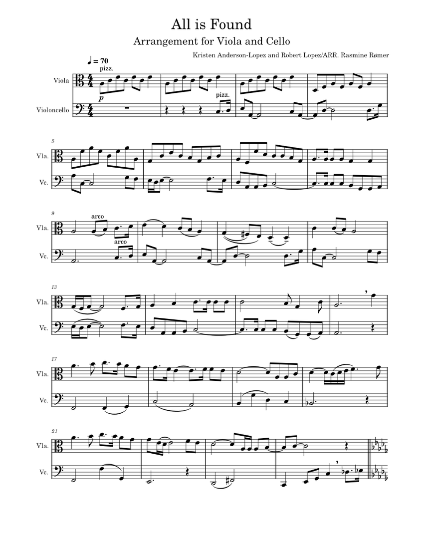 All is Found, for viola and cello Sheet music for Viola, Cello (String ...