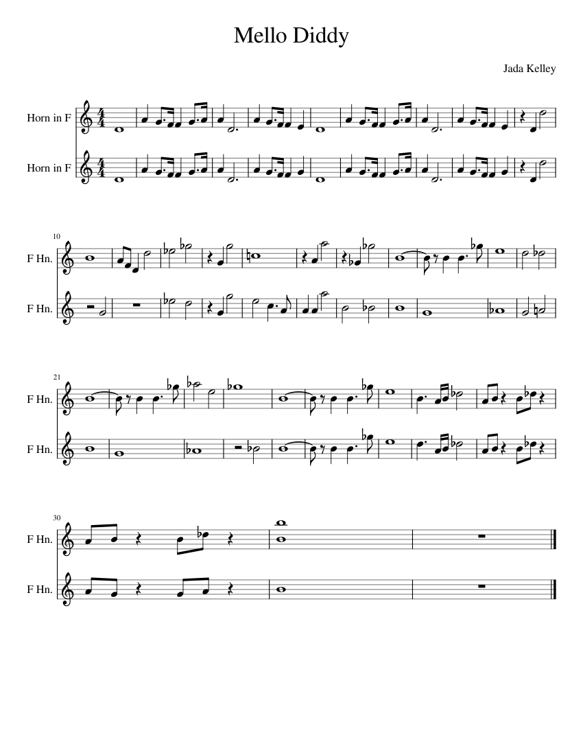 Avengers Theme for Mello Sheet music for French horn (Brass Duet ...