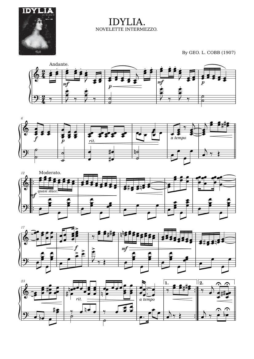 Idylia by George L. Cobb (1907) Sheet music for Piano (Solo ...