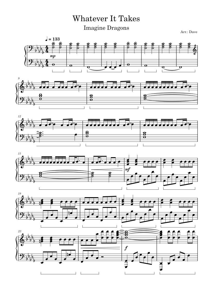 Whatever it takes – Imagine Dragons Sheet Music for Piano (Solo ...