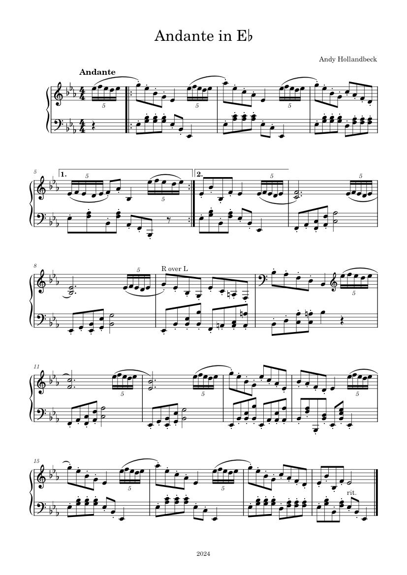 Andante in Eb Sheet music for Piano (Solo) | Musescore.com