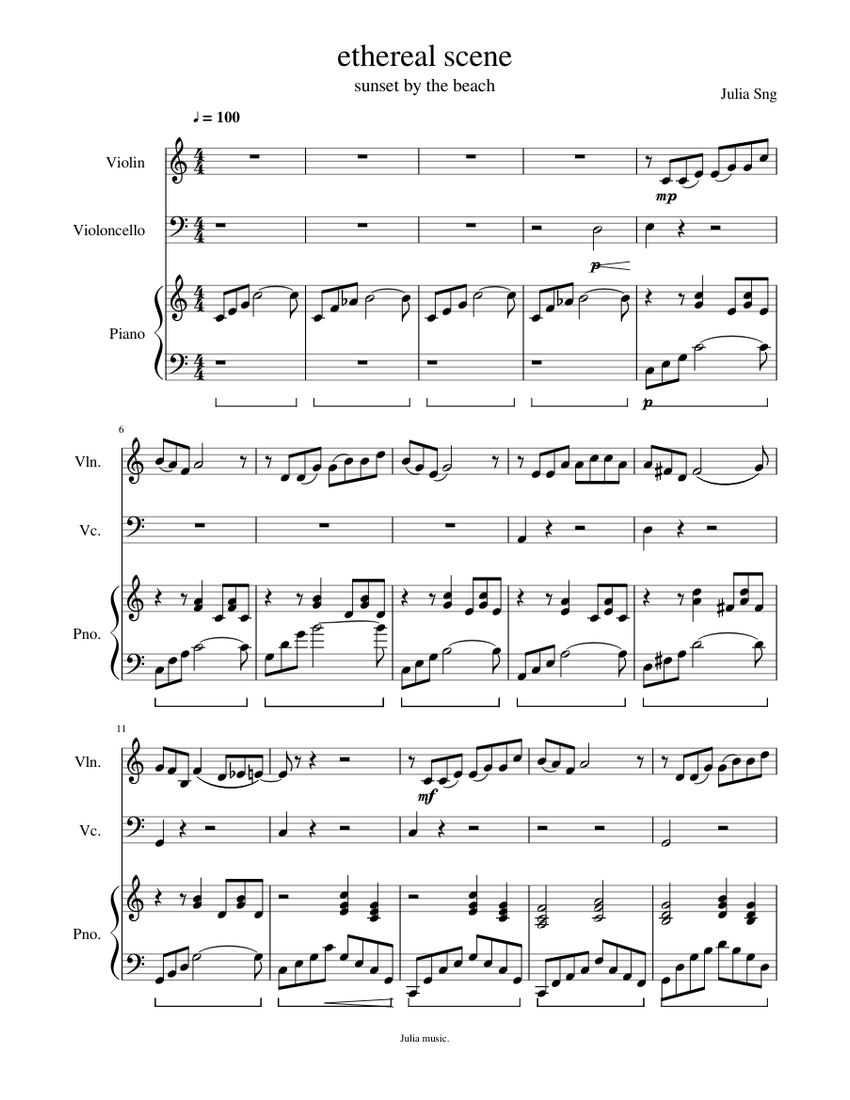 ethereal scene Sheet music for Piano, Violin, Cello (Mixed Trio ...