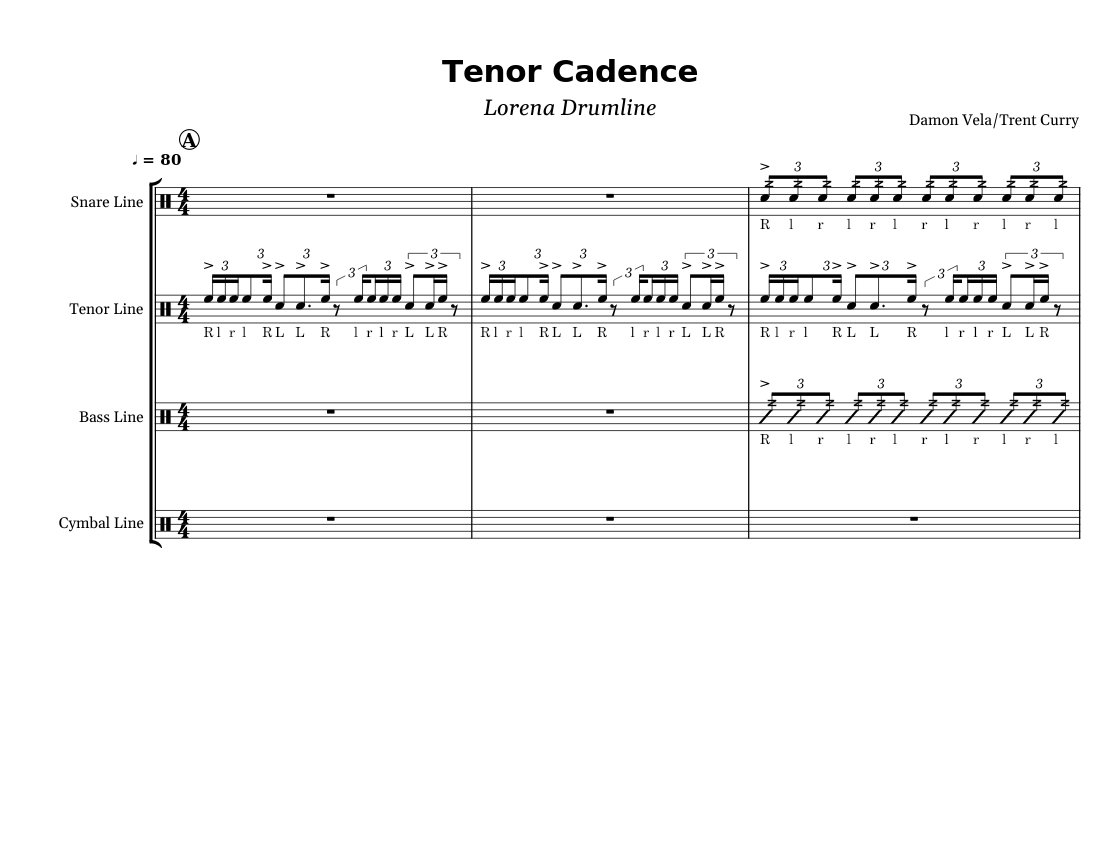 Tenor Cadence Sheet music for Snare drum, Crash, Tenor drum, Bass drum ...