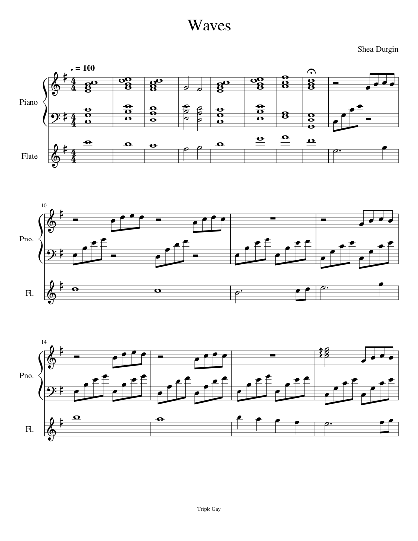 Waves Sheet music for Piano, Flute (Solo) | Musescore.com