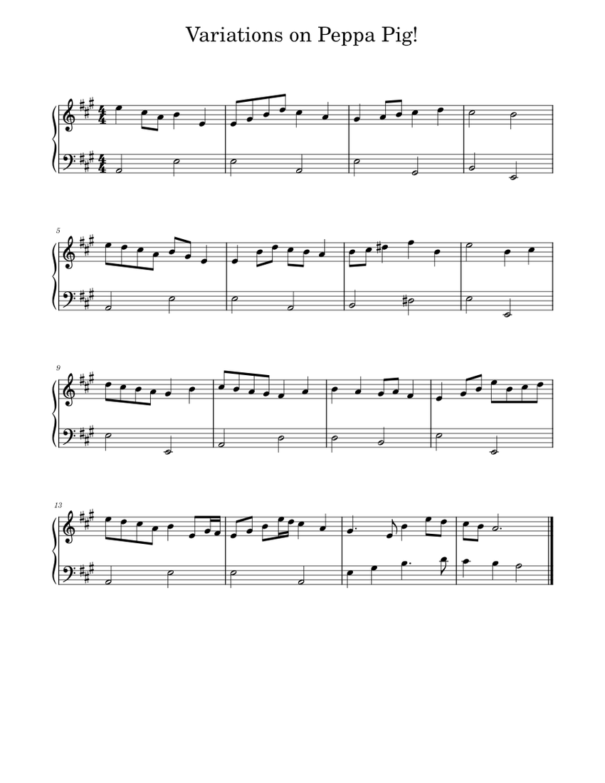 Peppa pig theme – Misc Cartoons Variations_on_Peppa_Pig! Sheet music ...