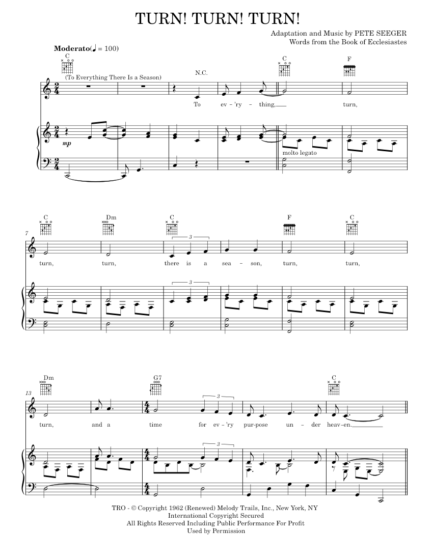 Turn! Turn! Turn! (To Everything There Is A Season) Sheet music for ...