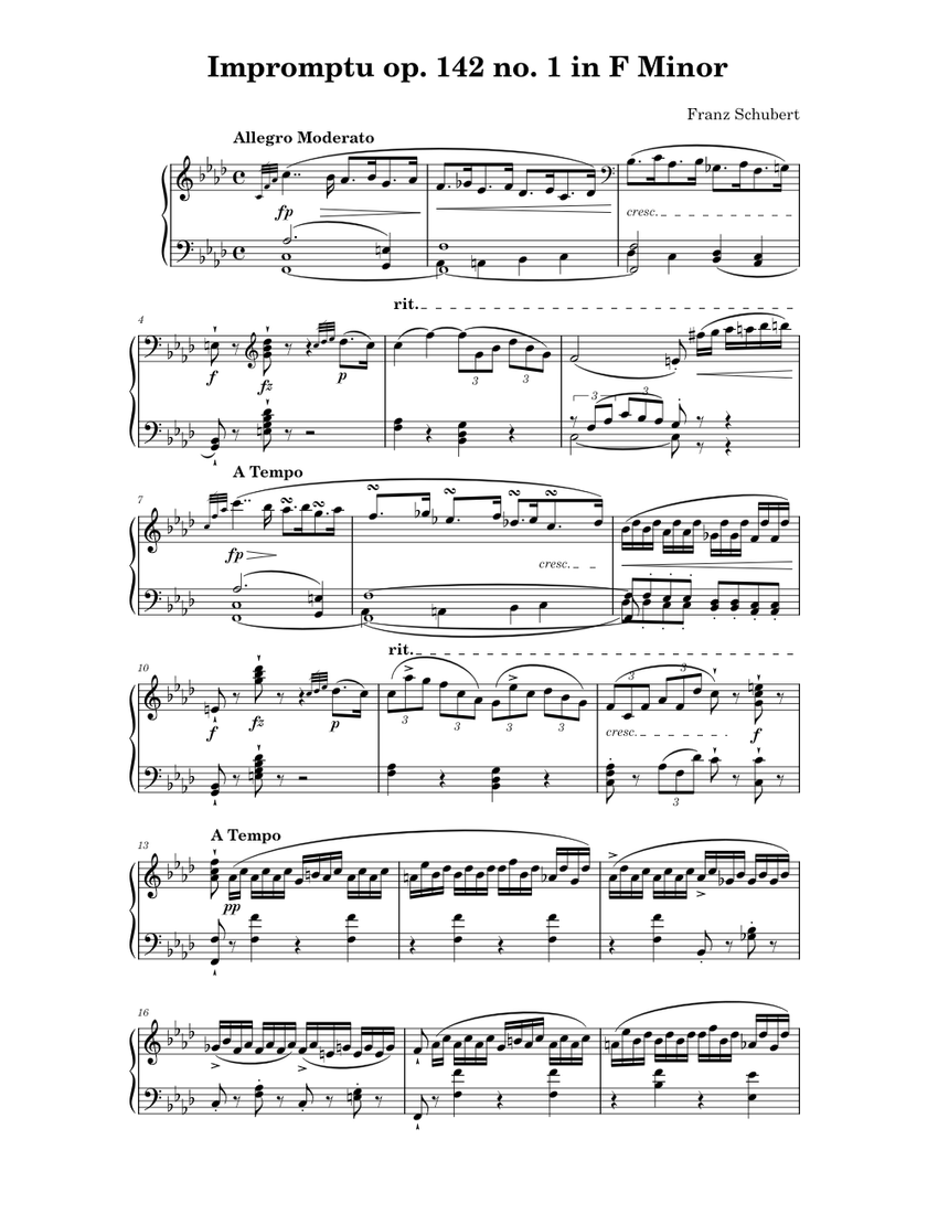 Impromptu op. 142 d. 935 no. 1 in F Minor – Franz Schubert Sheet music for Piano (Solo ...