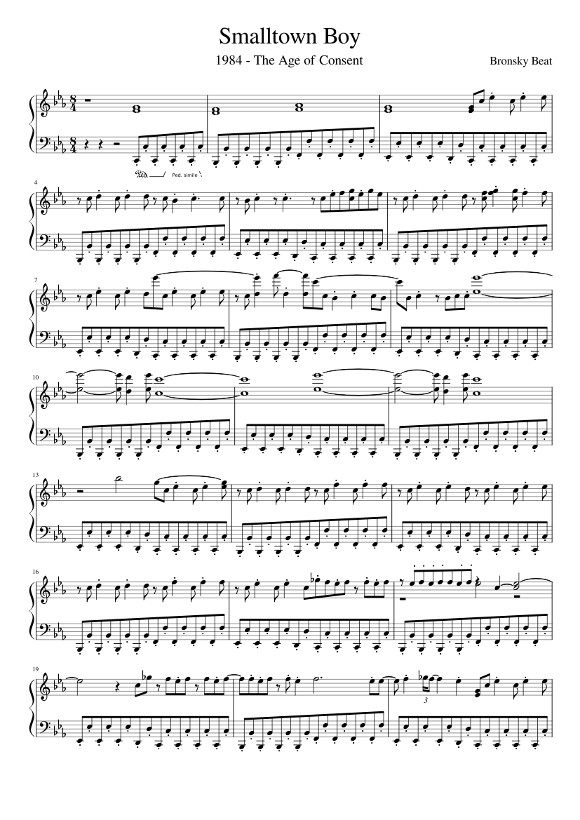 Smalltown Boy - Piano Cover by NB2 Sheet Music for Piano (Solo ...