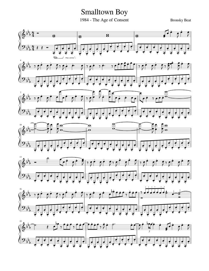 Smalltown Boy - Piano Cover by NB2 Sheet music for Piano (Solo ...