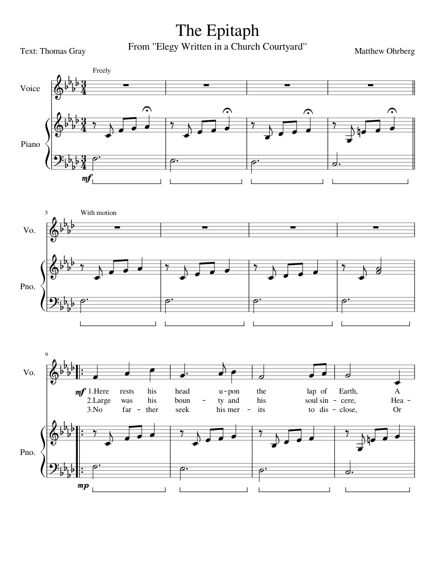 [Piano and Voice] "The Epitaph" Sheet music for Piano, Vocals (Piano ...