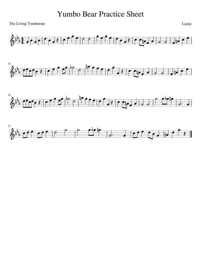 Yumbo Bear Practice Sheet Sheet music for Violin (Solo) | Musescore.com