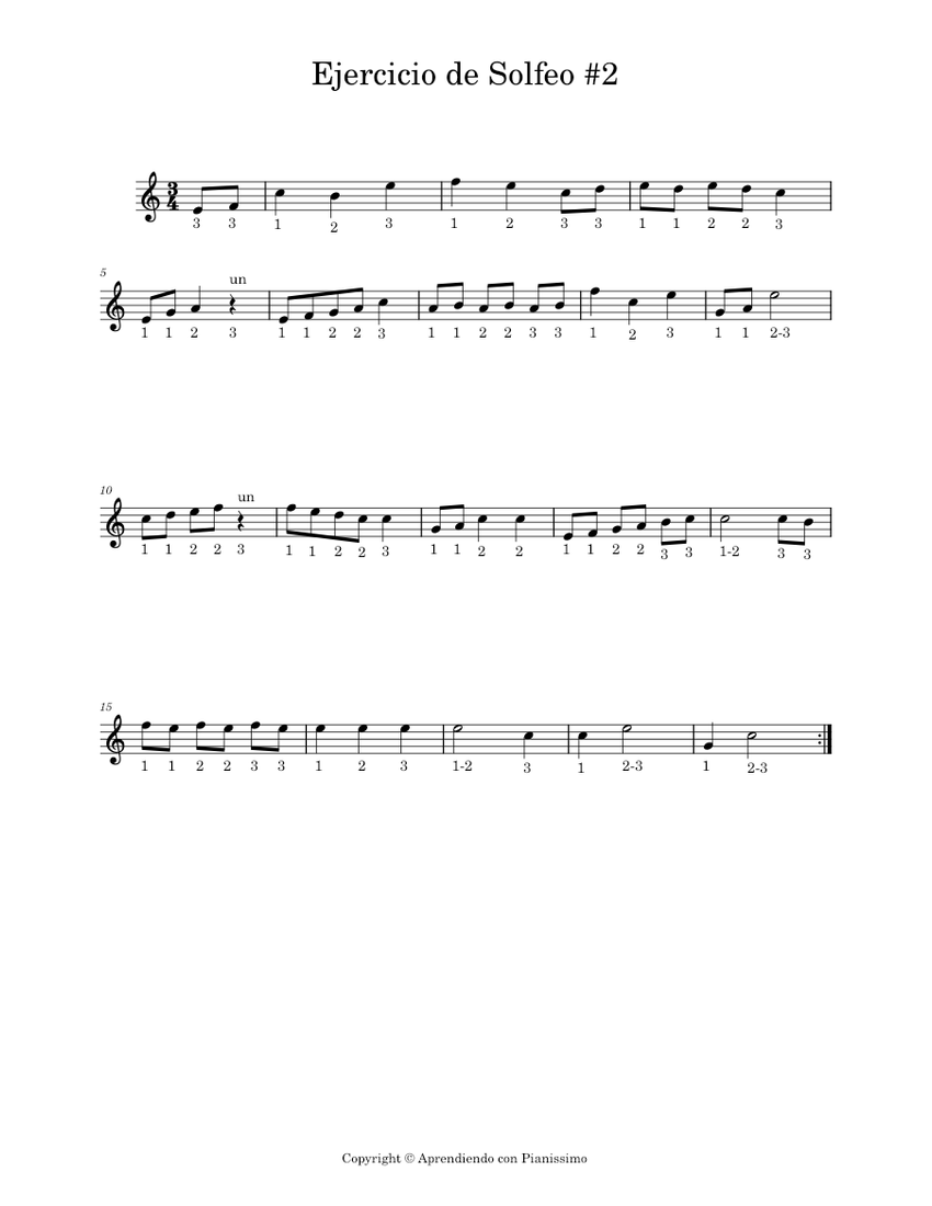 Ejercicio de Solfeo #2 Sheet music for Piano (Solo) | Musescore.com