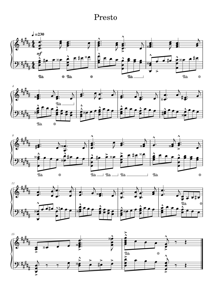 PRESTO Sheet Music for Piano (Solo) | MuseScore.com