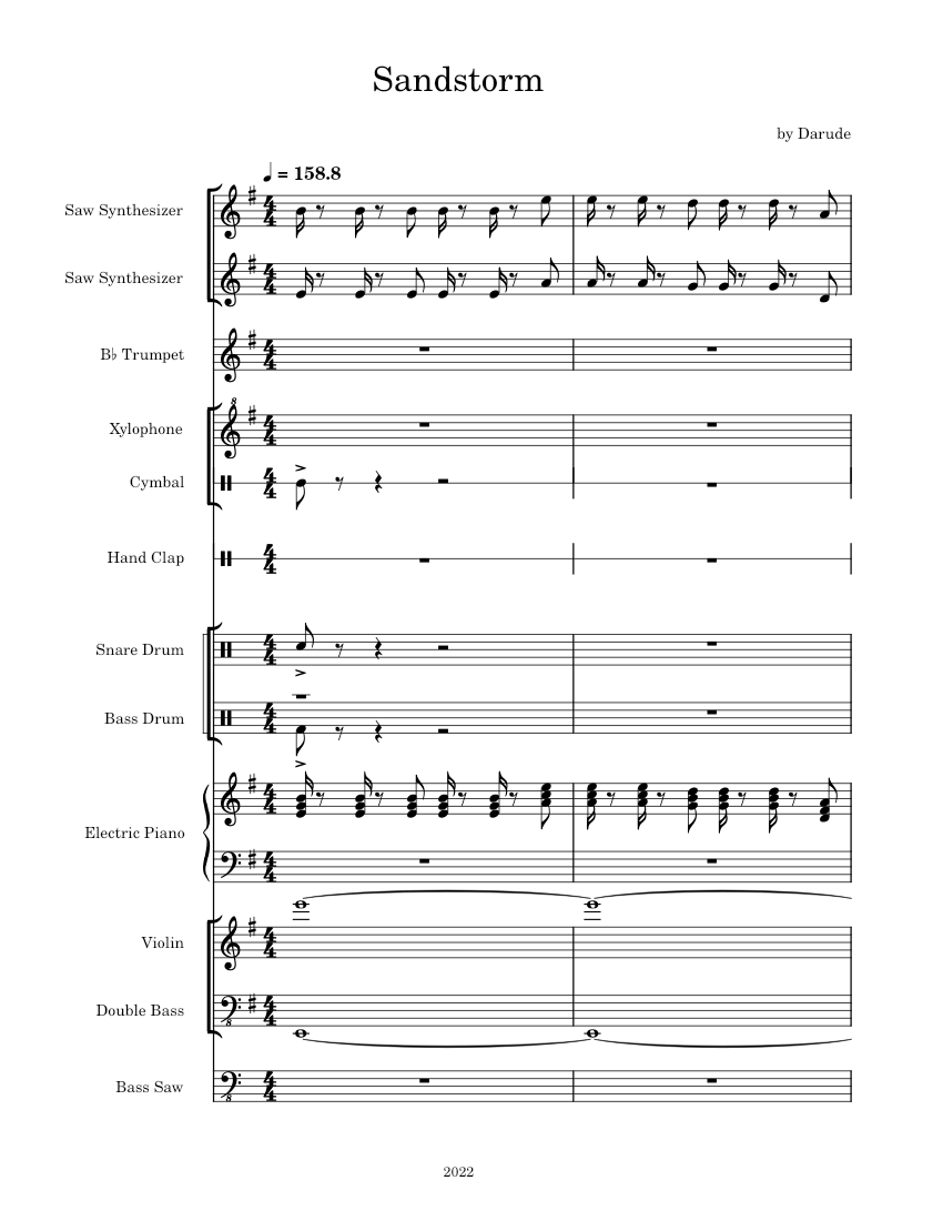 Darude Sandstorm (Pokémon Clover) Sheet music for Piano, Trumpet in b ...