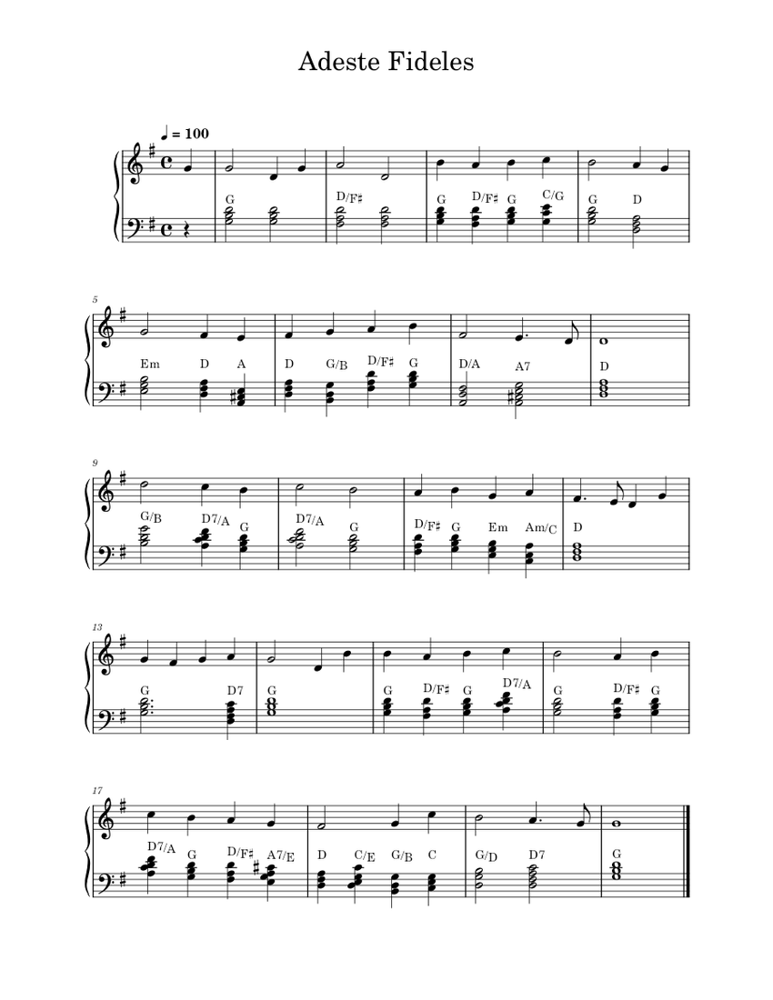 Adeste Fideles – John Francis Wade Sheet music for Piano (Solo) Easy | Musescore.com