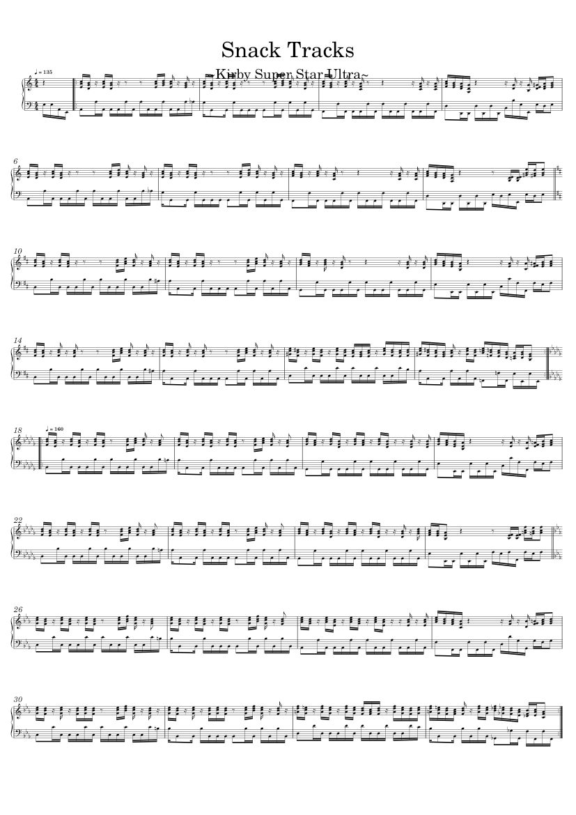 Snack Tracks – Kirby Super Star Ultra Sheet music for Piano (Solo ...