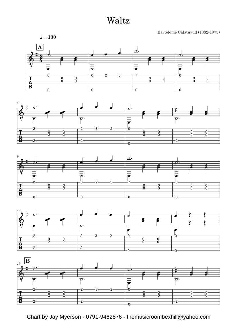 Waltz – Bartolomé Calatayud Waltz Sheet music for Guitar (Solo ...