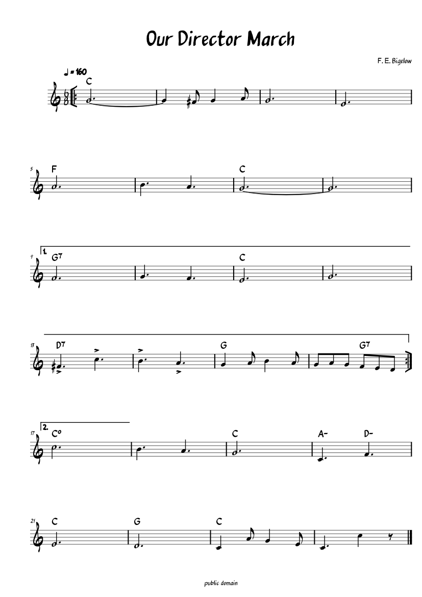 Our Director March (Lead sheet ) Sheet Music with Chords for Piano ...