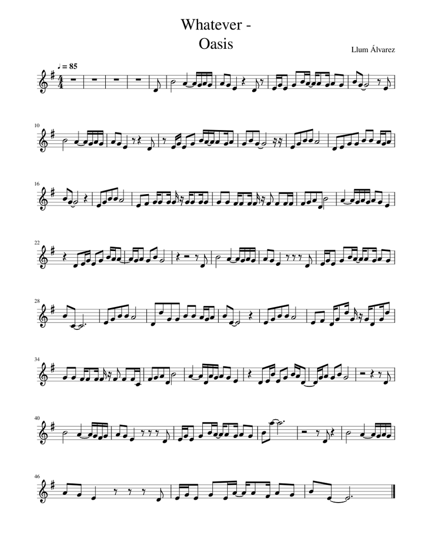 Whatever_-_Oasi Llum Sheet music for Violin (Solo) | Musescore.com