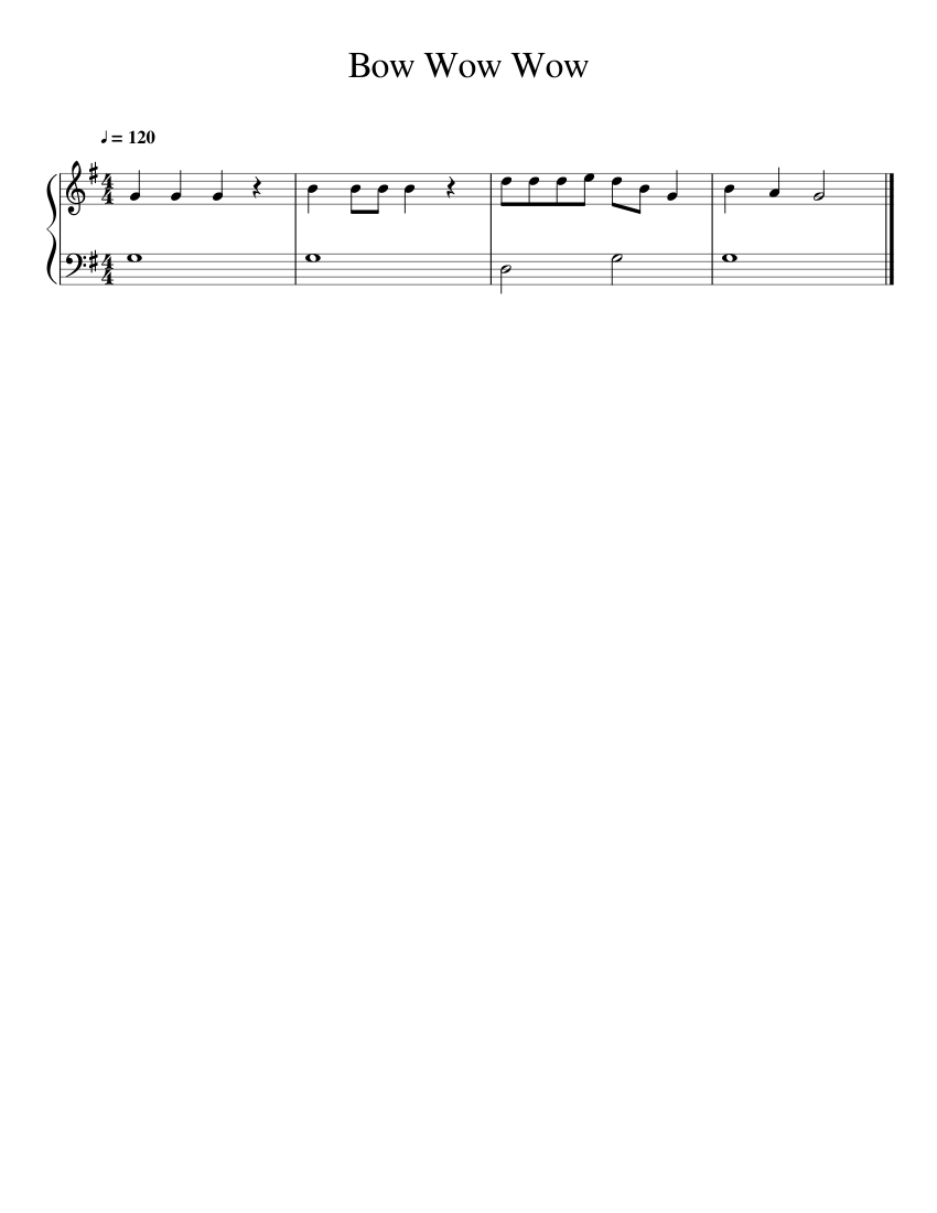 Bow Wow Wow Sheet music for Piano (Solo) | Musescore.com