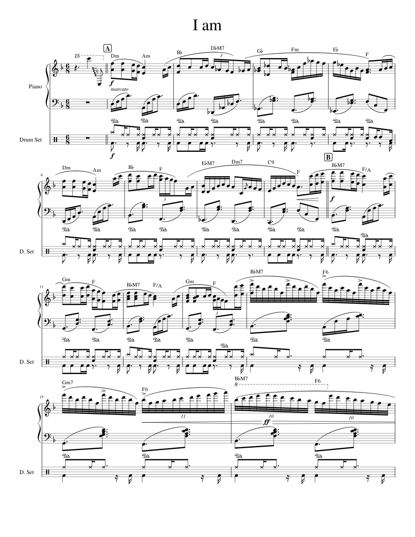 I am Sheet music for Piano, Drum Group (Mixed Duet) | Musescore.com