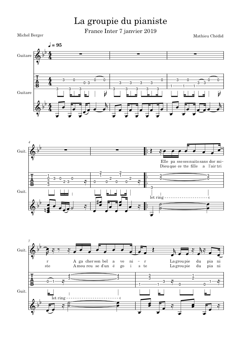 La groupie du pianiste - Cover Sheet music for Guitar (Mixed Duet ...