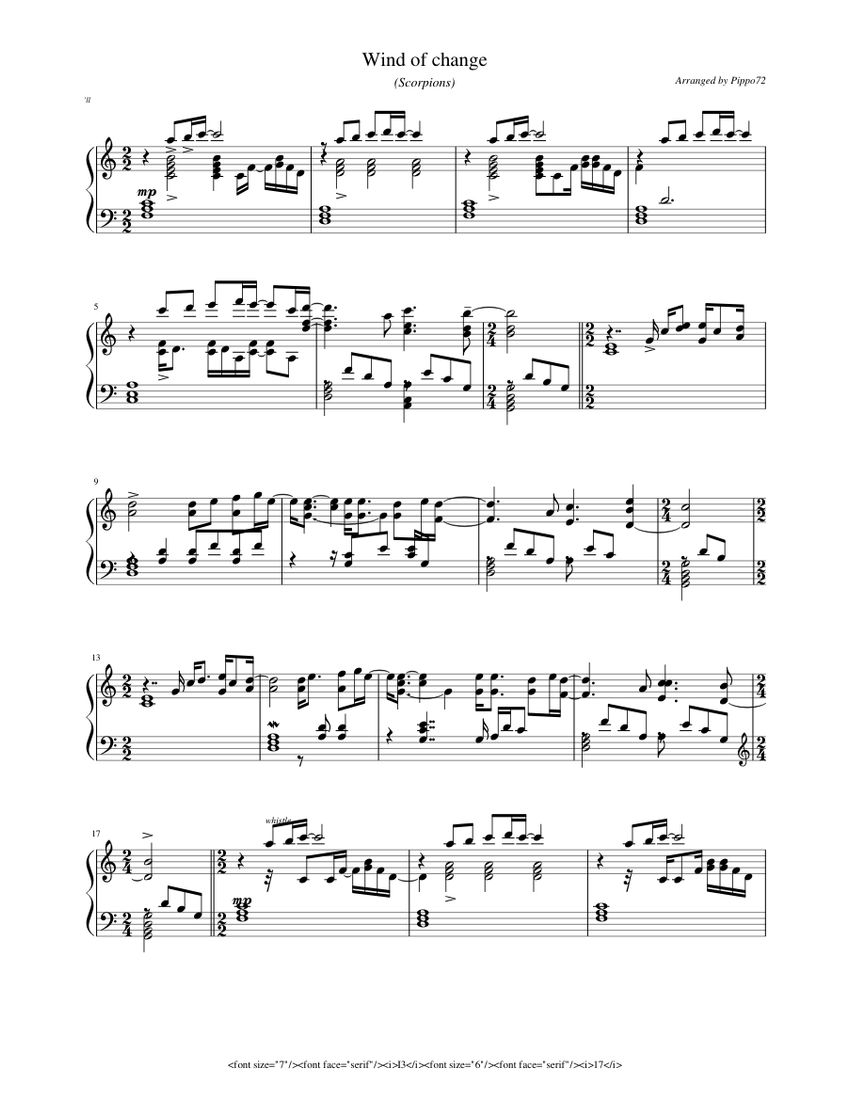 Wind of change Scorpions Sheet music for Piano (Solo) | Musescore.com