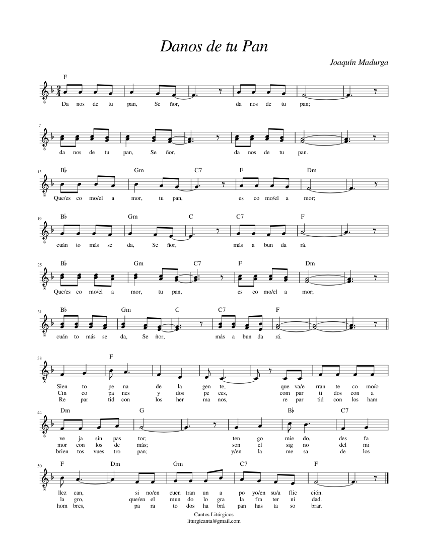 Danos de tu Pan Sheet music for Vocals (A Capella) | Musescore.com