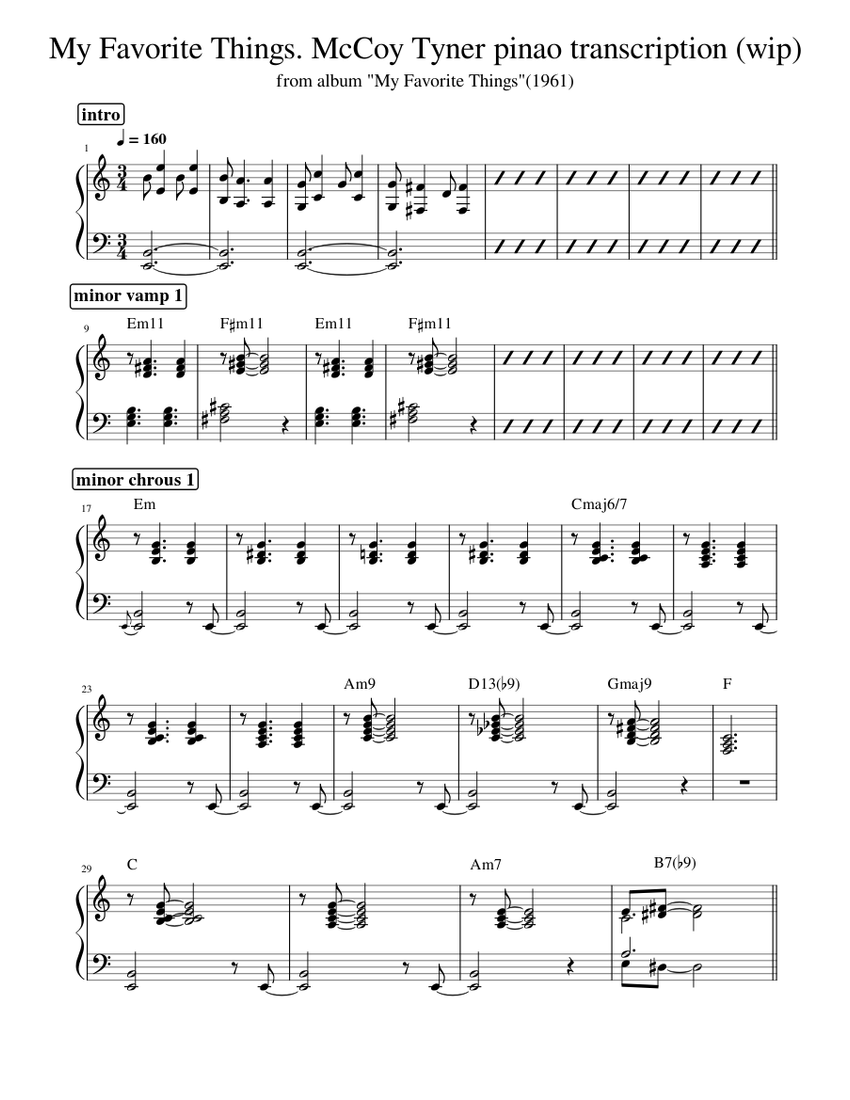 My favorite things – John Coltrane : McCoy Tyner piano transcription ...