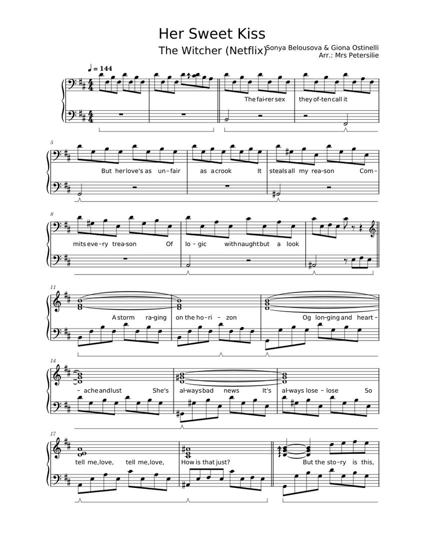 Her Sweet Kiss - The Witcher (Netflix) - Piano Arrangement ...