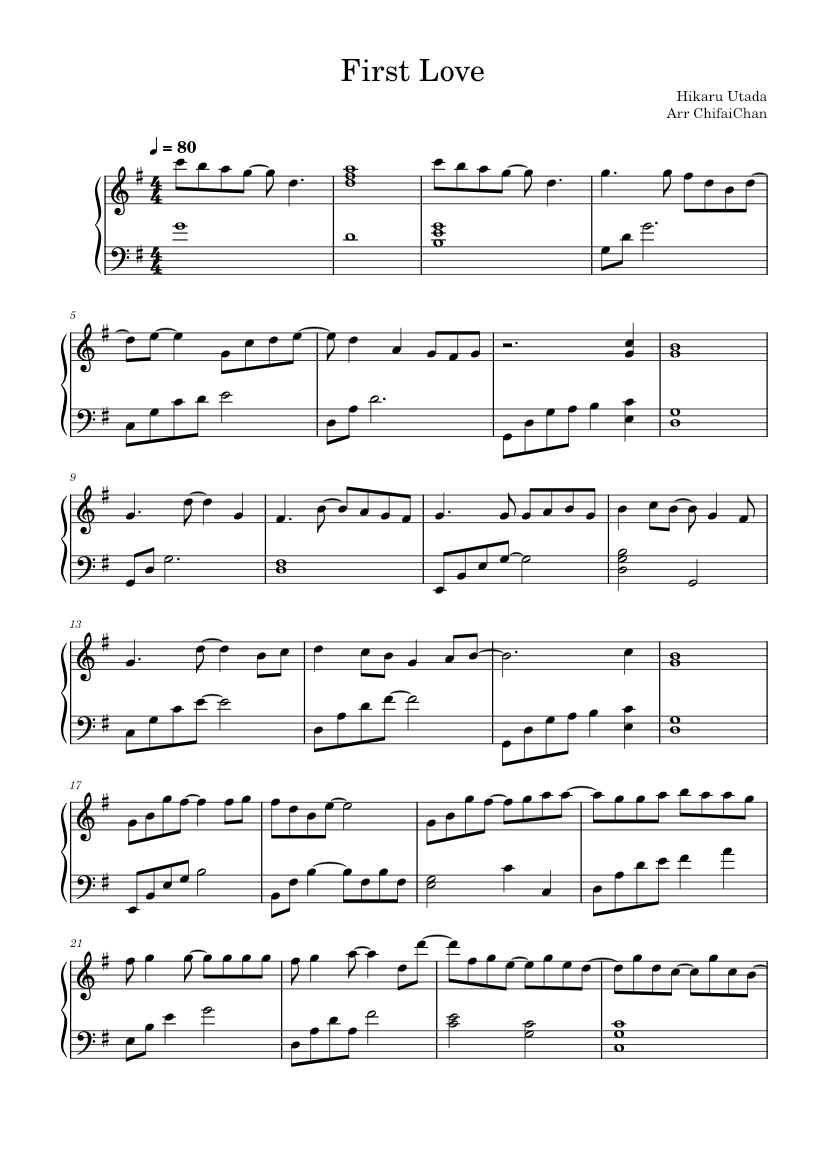 First love – Utada Hikaru Sheet music for Piano (Solo) | Musescore.com