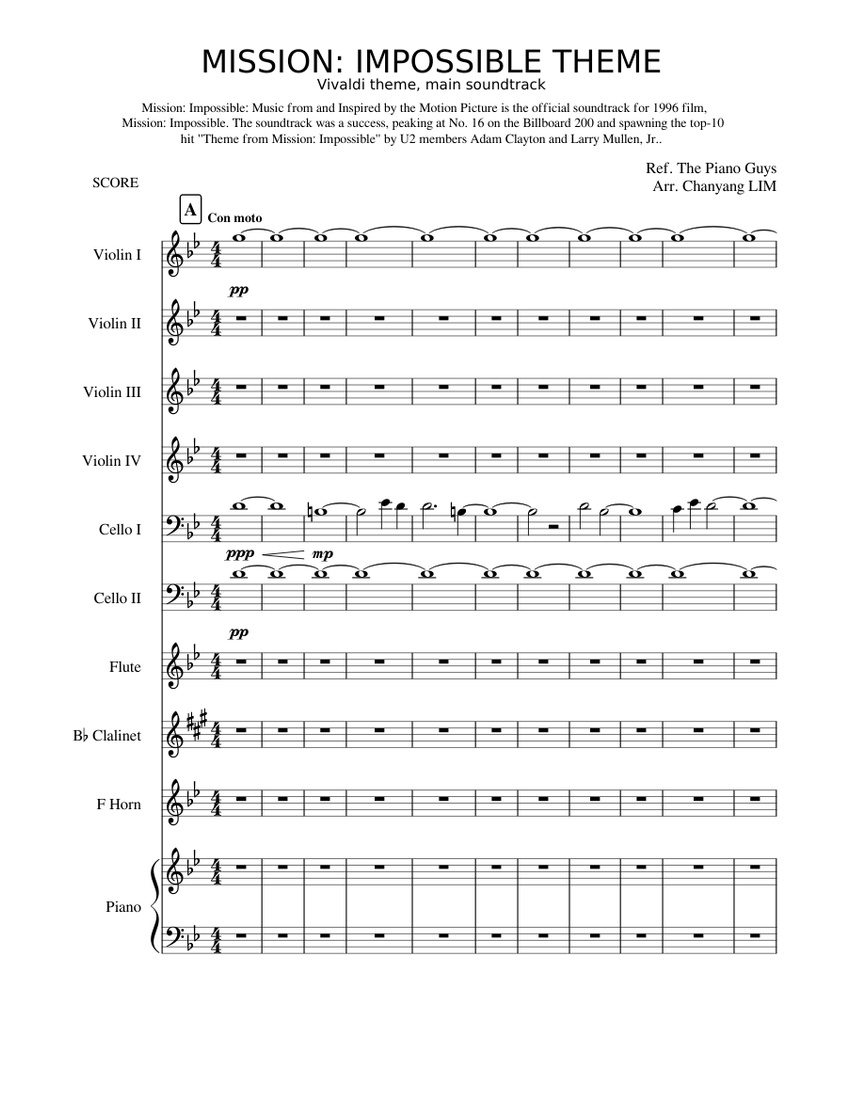 MISSION: IMPOSSIBLE THEME Vivaldi theme, main soundtrack Sheet music ...