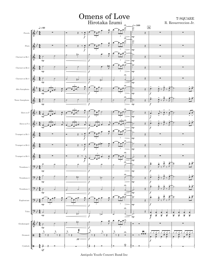 Omens of love - T-Square Sheet music for Trombone, Tuba, Flute, Oboe ...