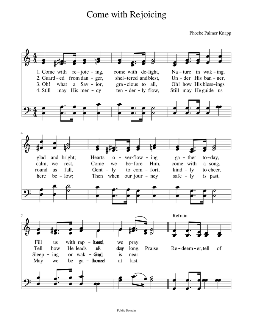 Come with rejoicing, come with delight - Phoebe Knapp Sheet music for ...