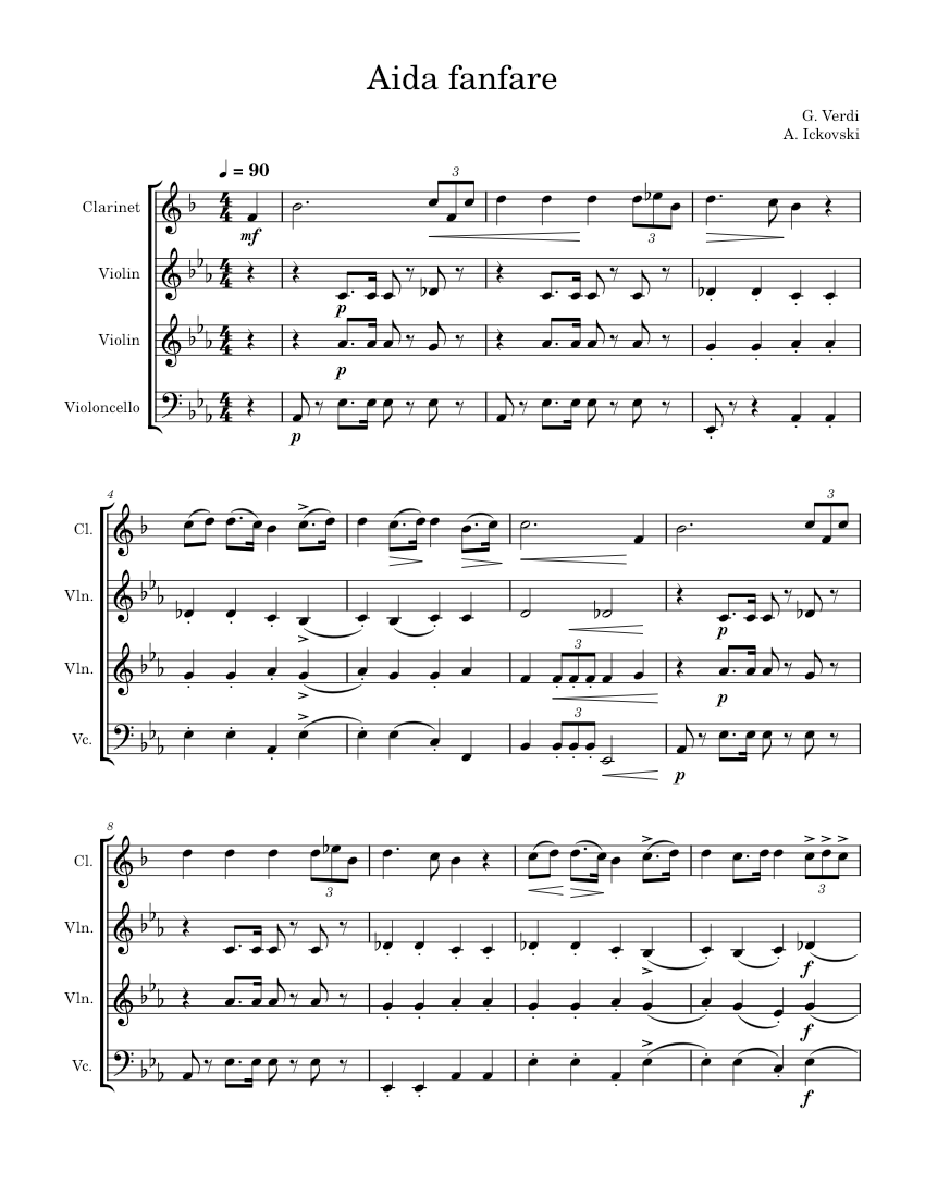 Triumphal March from Aida – Giuseppe Verdi Sheet music for Violin ...