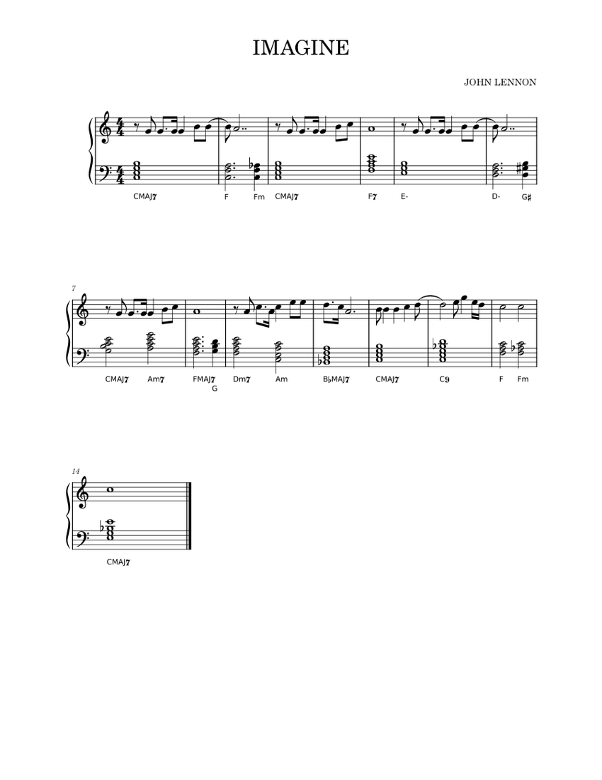 IMAGINE Sheet music for Piano (Solo) | Musescore.com