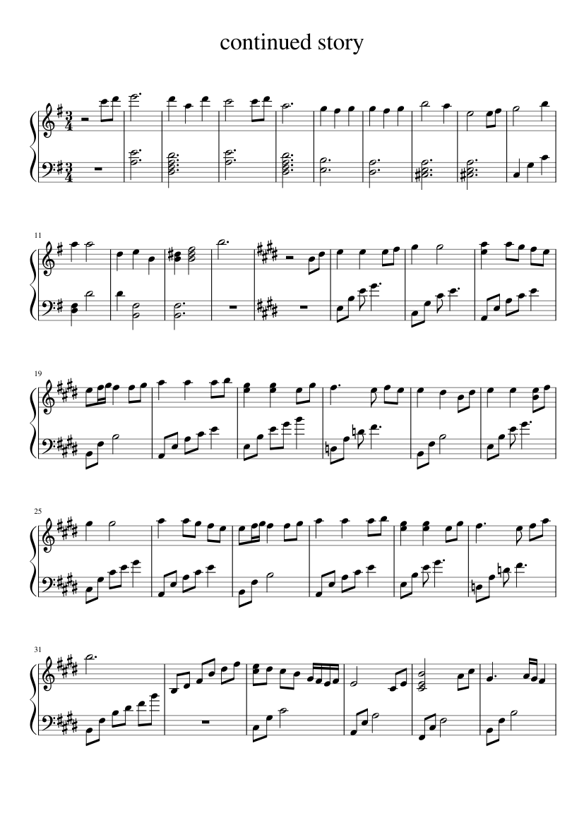 continued story Sheet music for Piano (Solo) Easy | Musescore.com