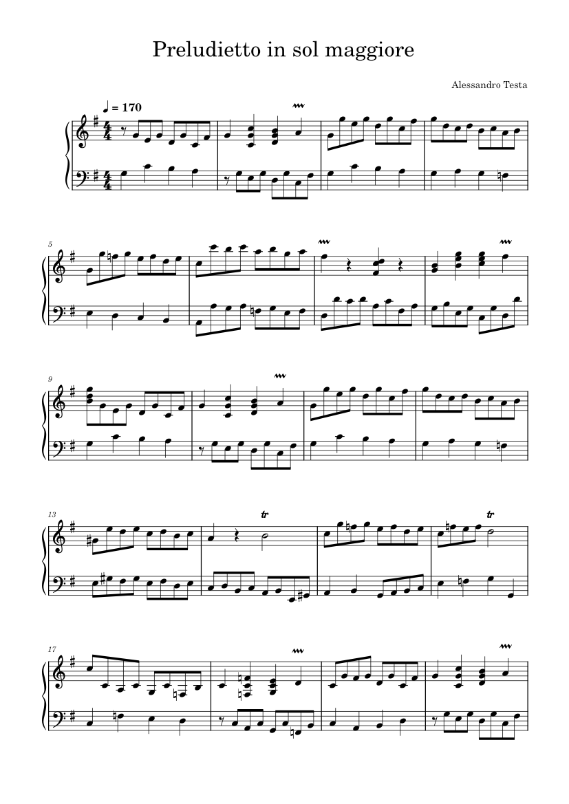 Preludietto in sol maggiore Sheet Music for Piano (Solo) | MuseScore.com